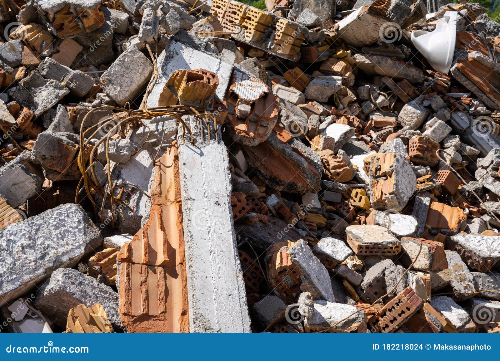 Large Piles of Rubble and Broken Bricks and Cinder Blocks from ...