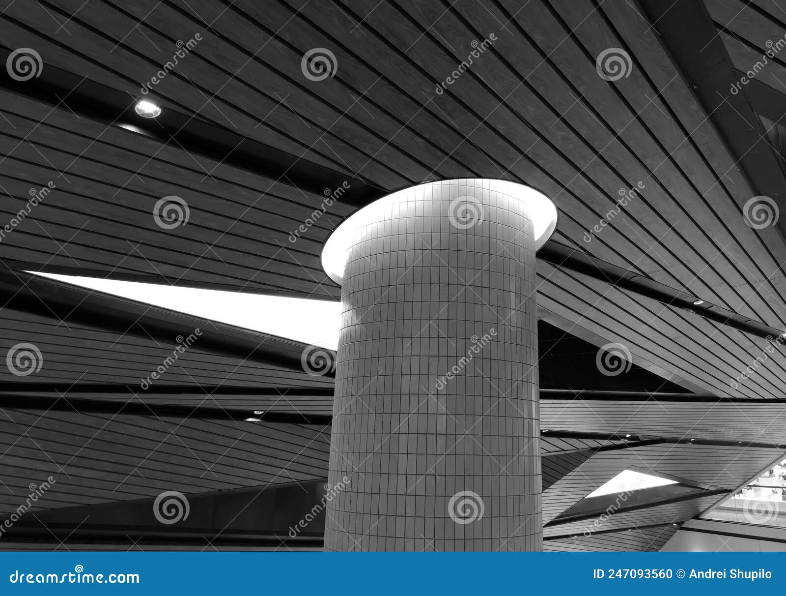 Large Pillar and Ceiling in the Building. Stock Photo - Image of office ...