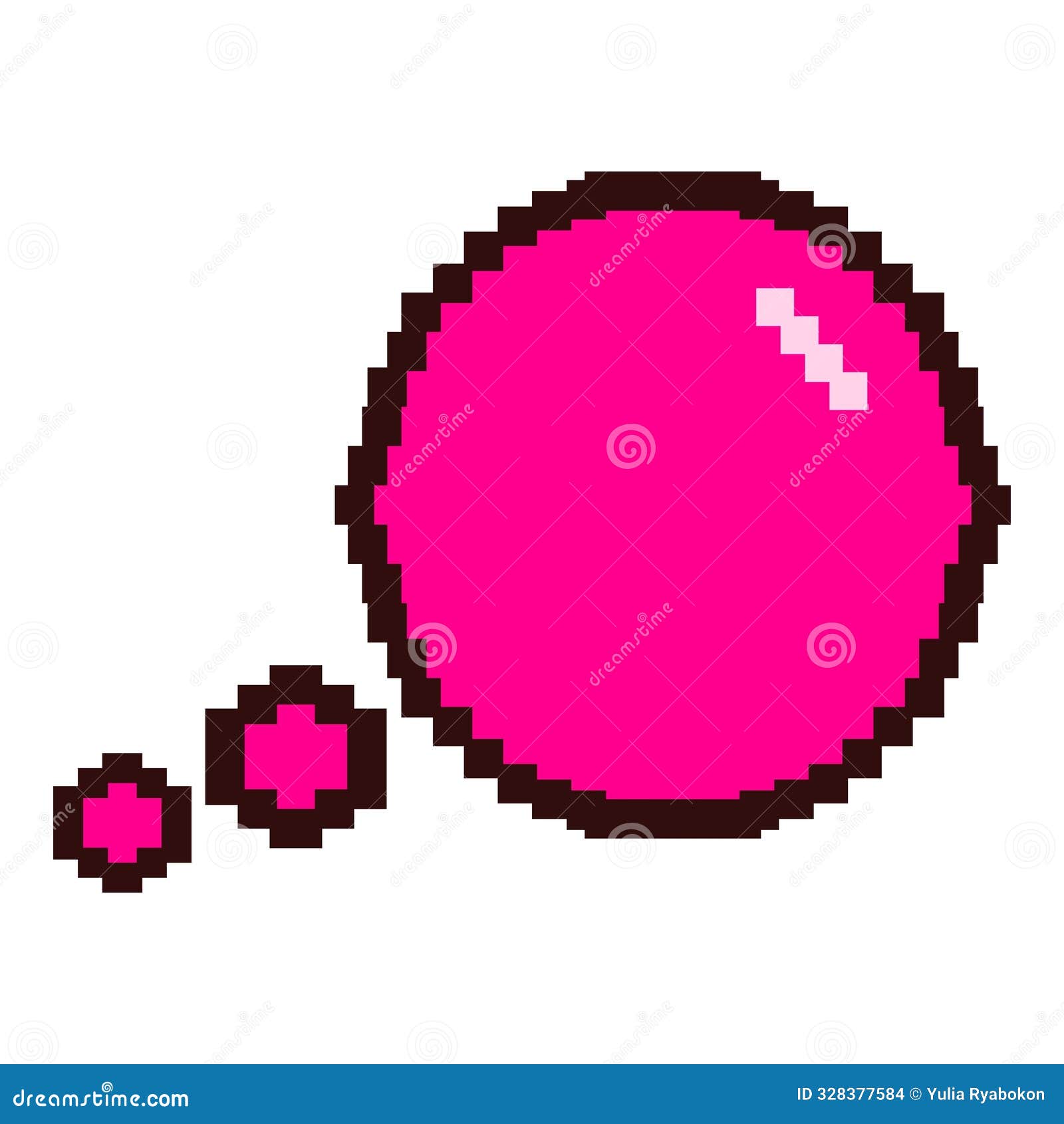 Large Pink Pixelated Bubble Floating with Two Smaller Bubbles Stock ...