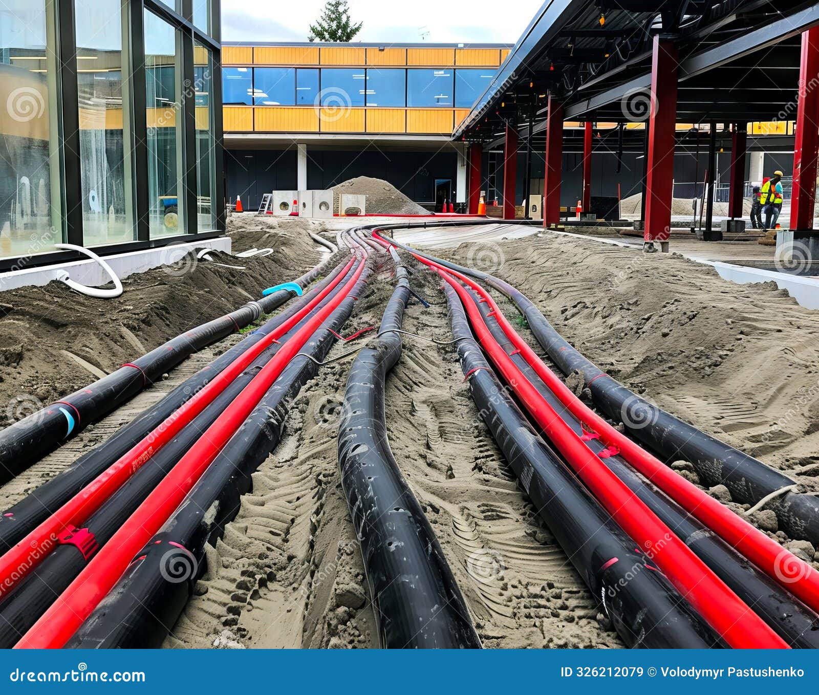 A Large Pipe is Being Installed in the Ground Stock Image - Image of ...