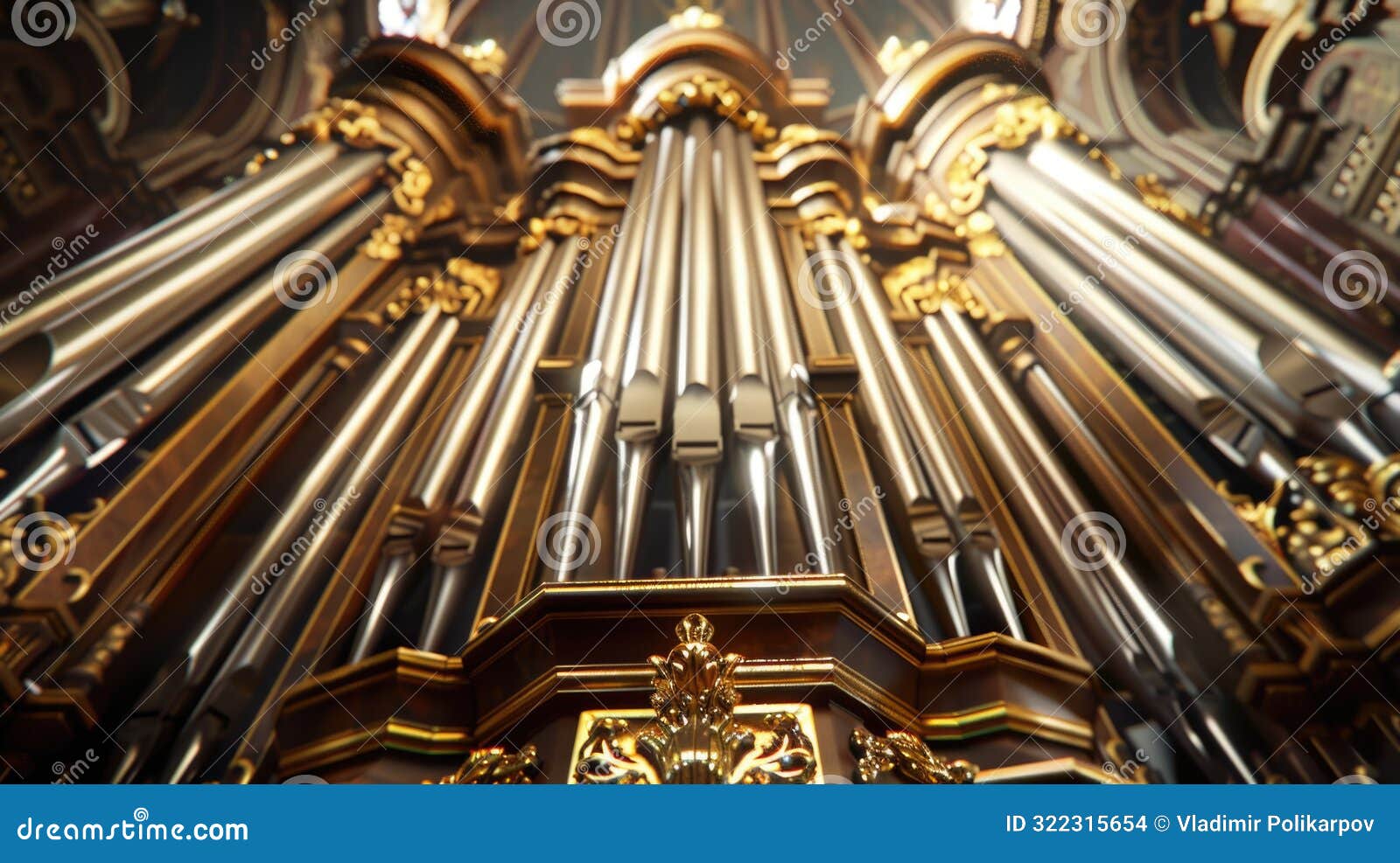 A Large Pipe Organ in a Historic Church Setting Stock Photo - Image of ...