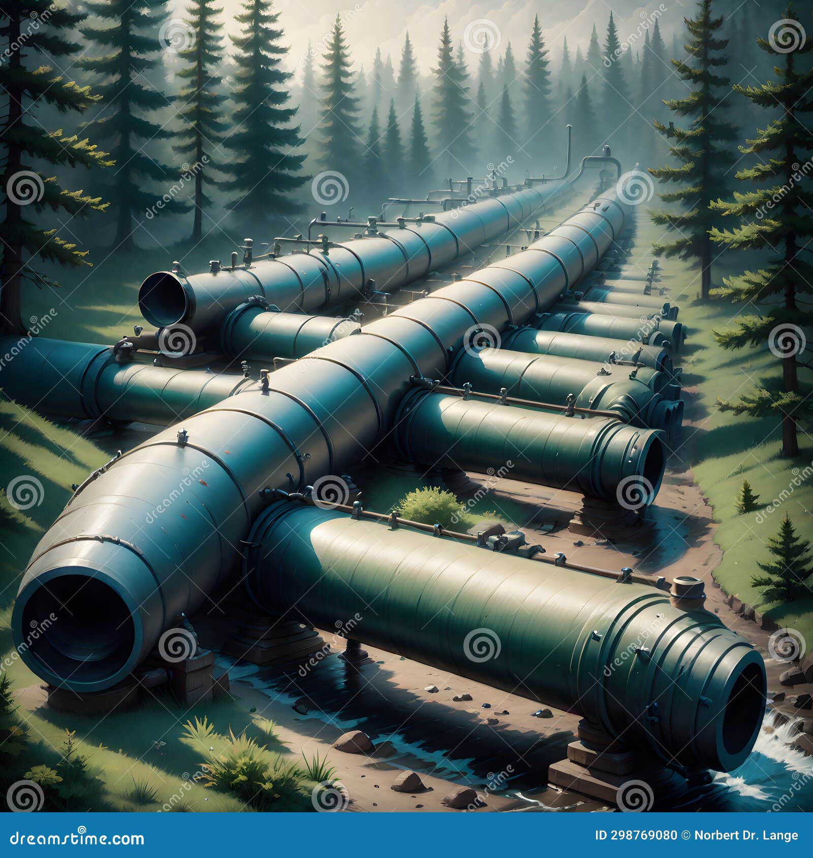 Large Pipelines, AI-generatet Stock Illustration - Illustration of ...