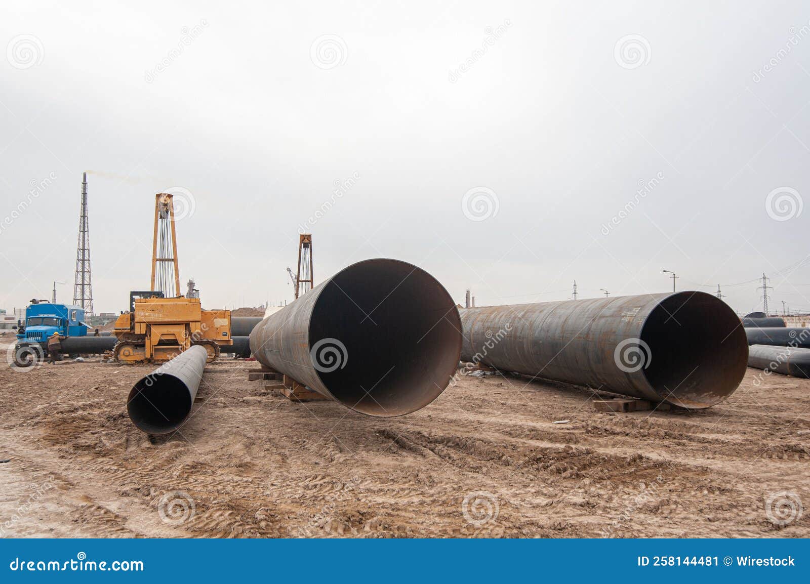 Large Pipes at Construction Site Stock Image - Image of engineering ...