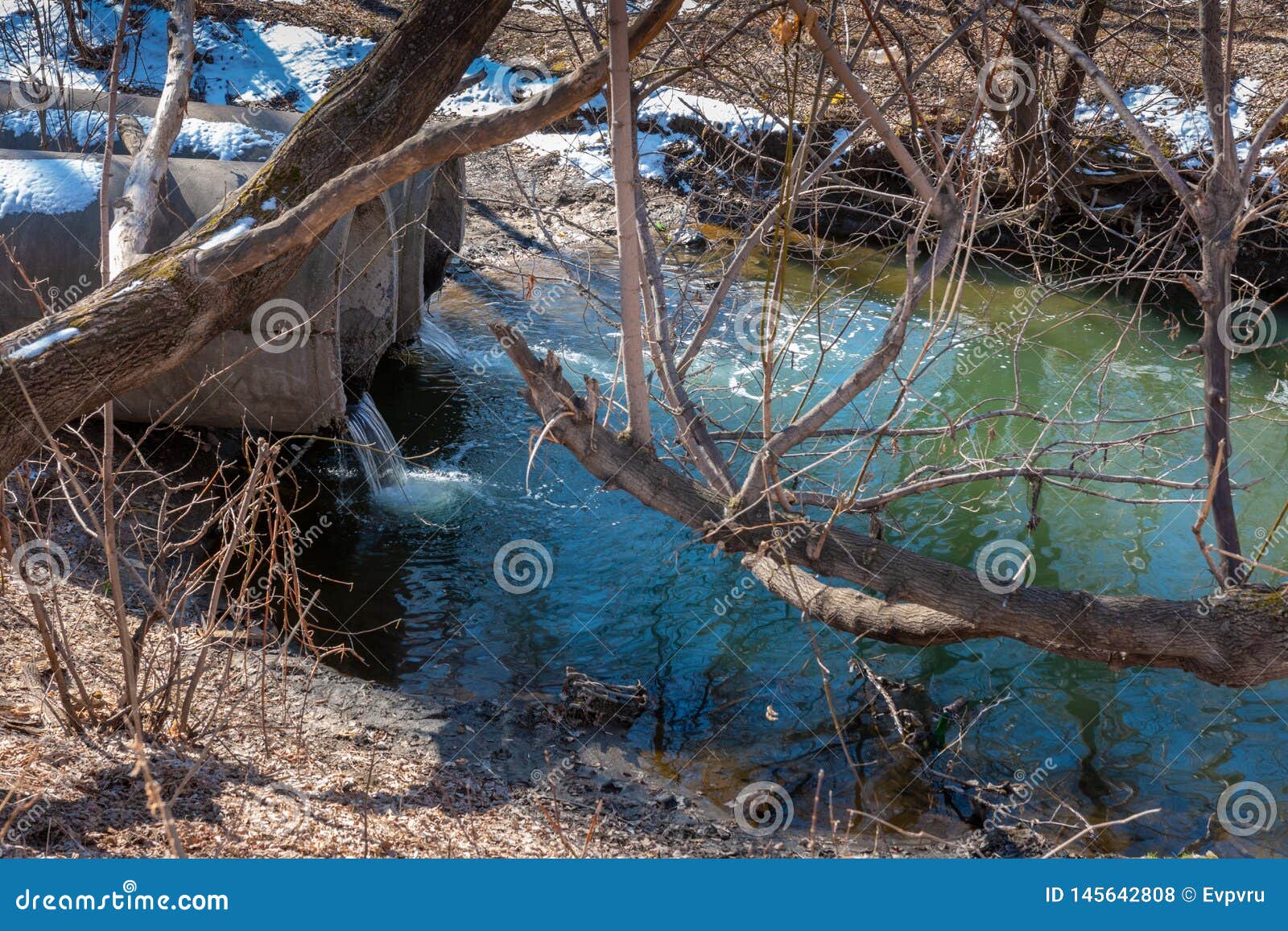 Pipes for Dumping Waste into the River Stock Photo - Image of flow ...