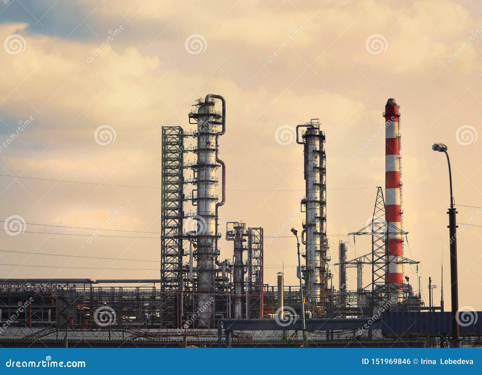 Large Pipes Polluting the Environment at the Refinery Stock Photo ...