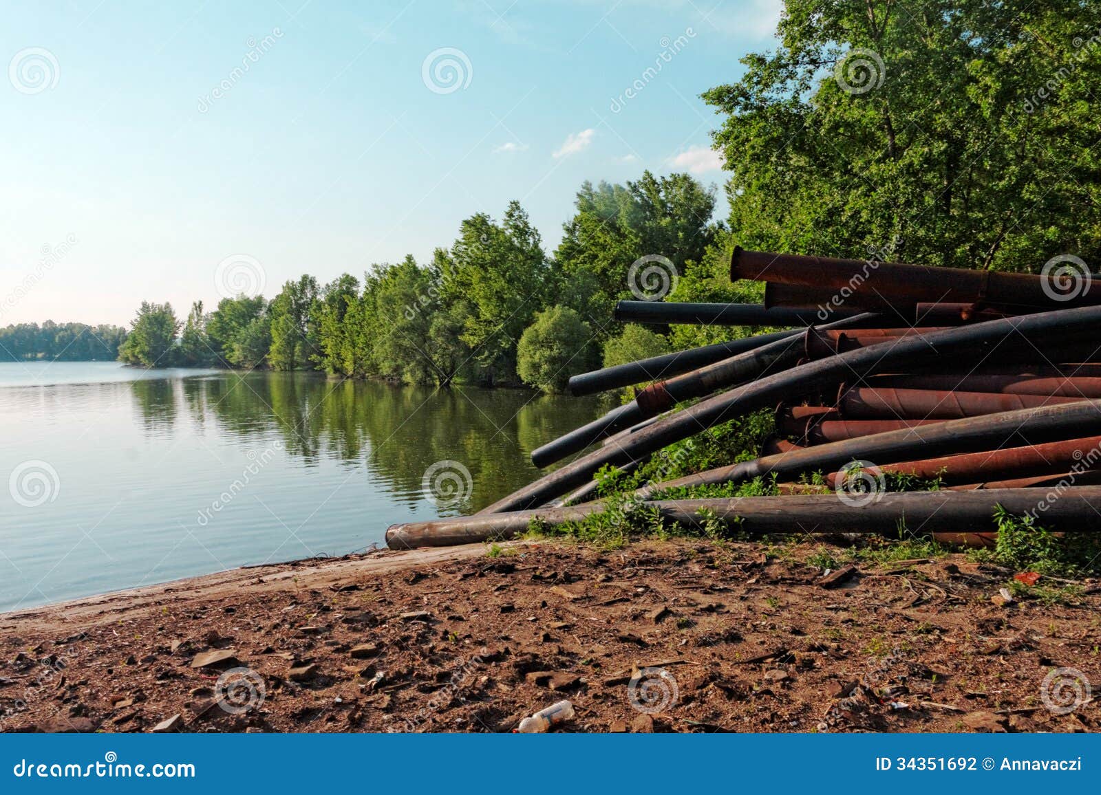 Large Pipes Running into the Lake Stock Photo - Image of long, forest ...