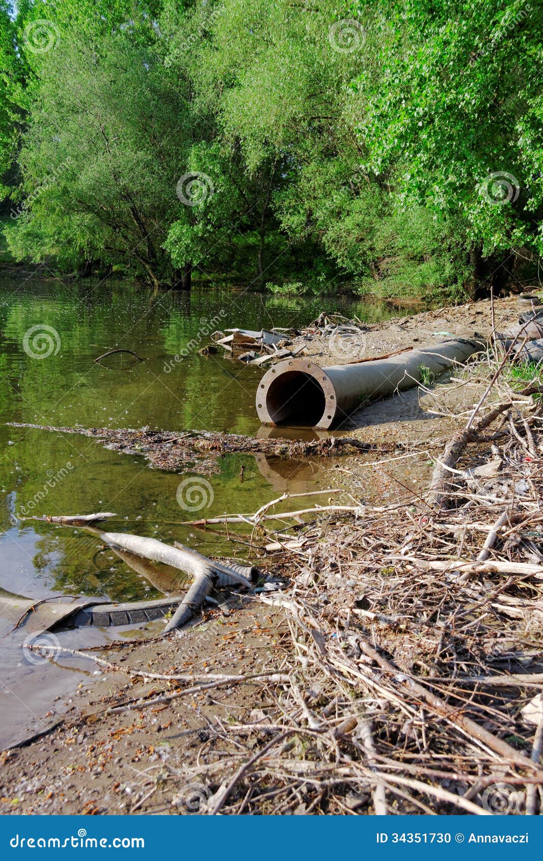 Large Pipes Running into the Lake Stock Photo - Image of coast, pipe ...