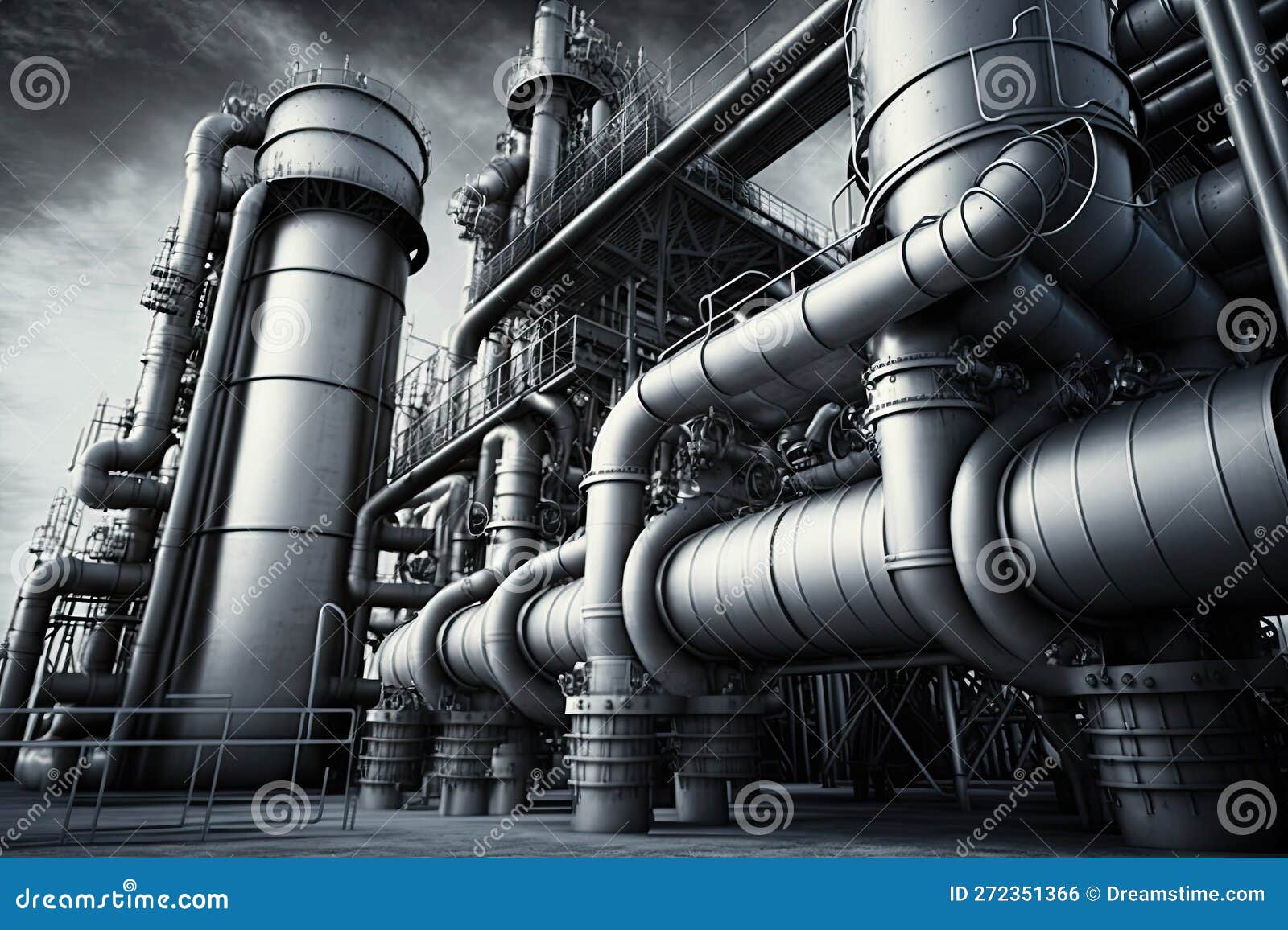 Large Piping System at Refinery Complex Factory Stock Illustration ...