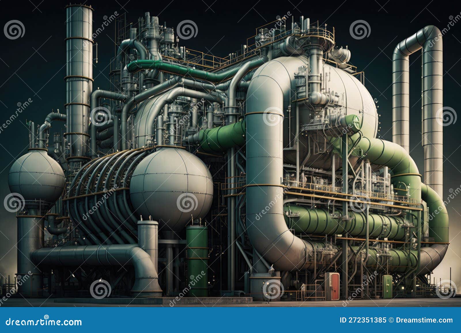 Large Piping System at Refinery Complex Factory Stock Illustration ...