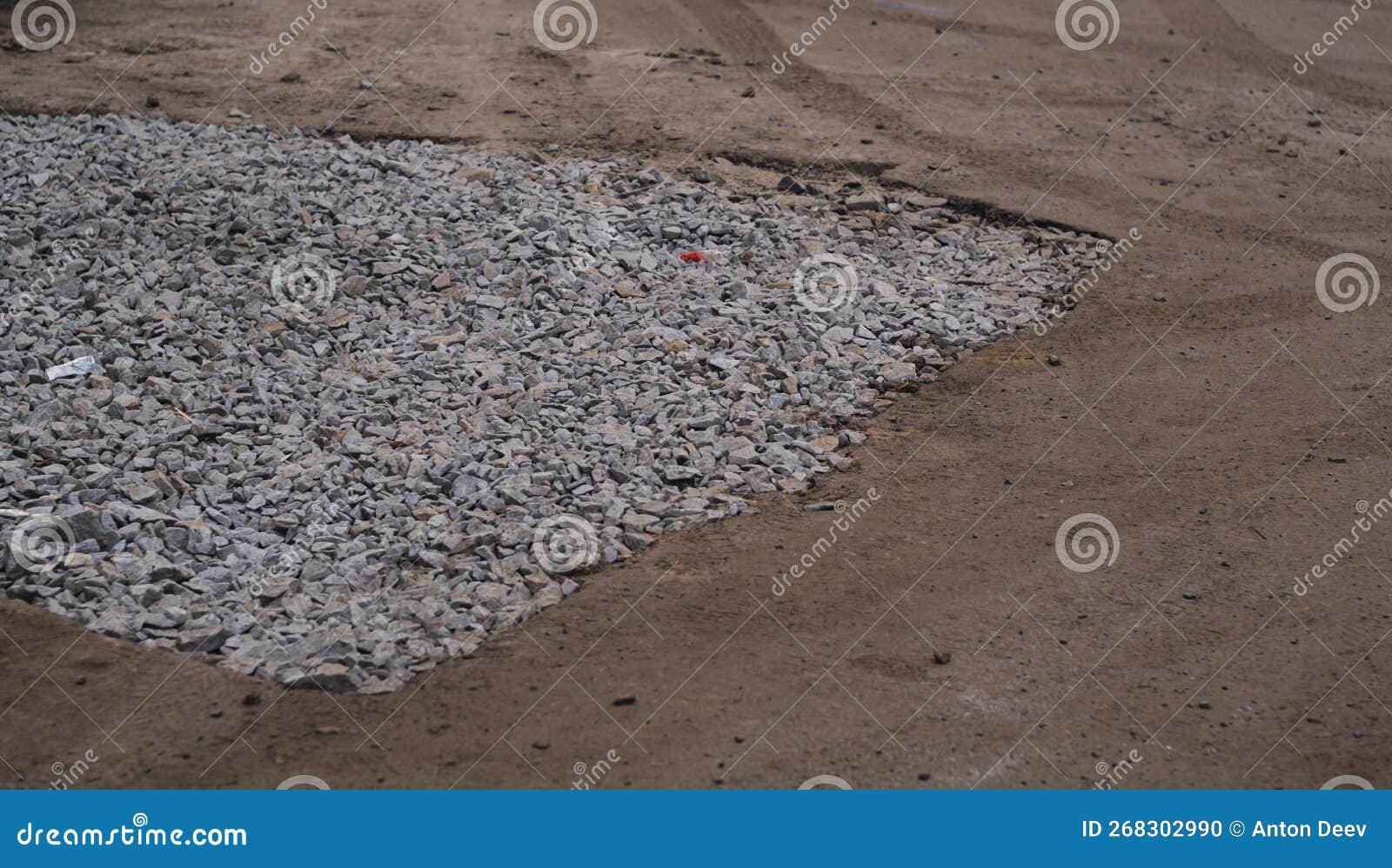Large Pit in Asphalt Road Covered with Rubble. Concept of Problem Roads ...