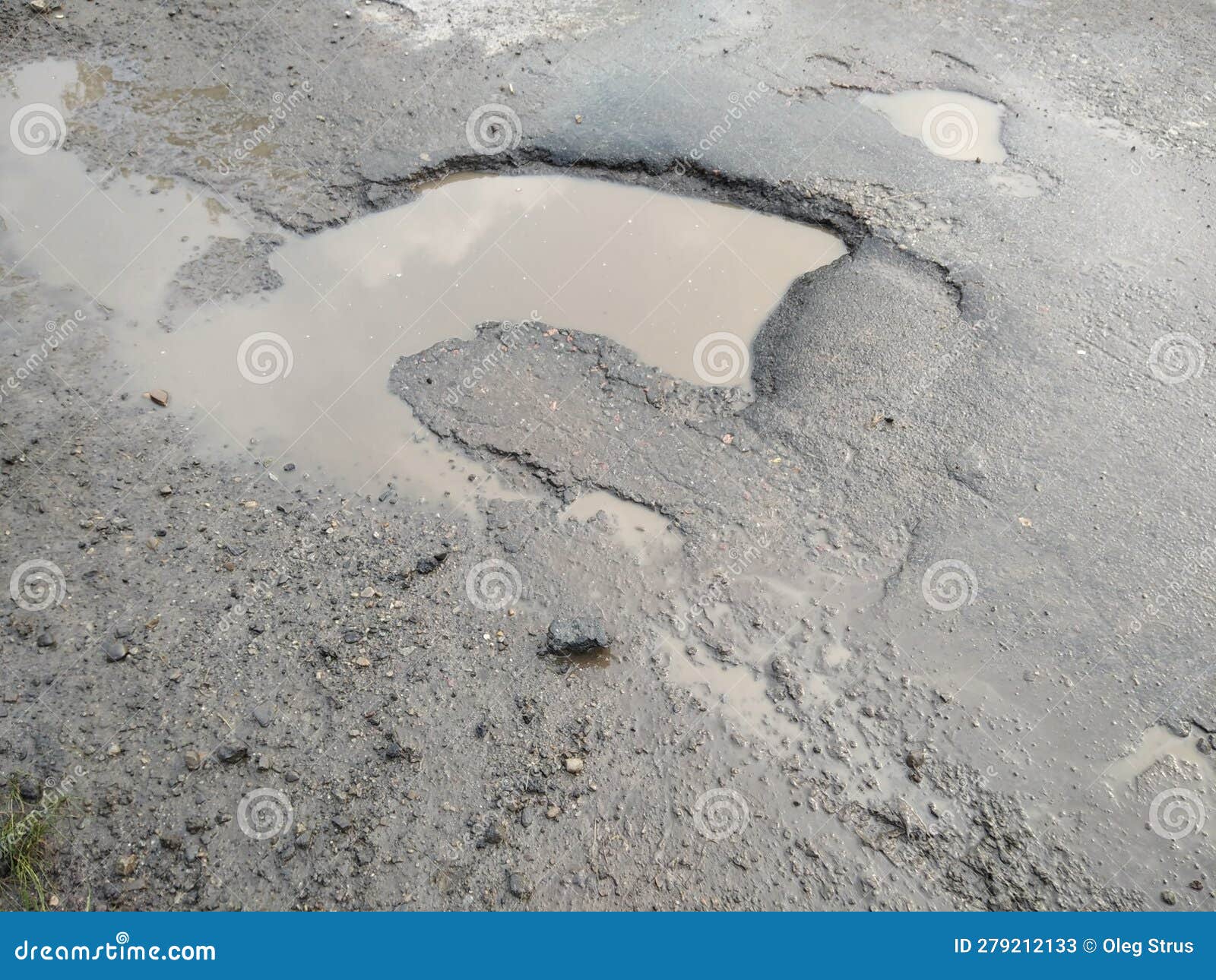 A Large Pit on the Asphalt Surface of the Road Stock Image - Image of ...