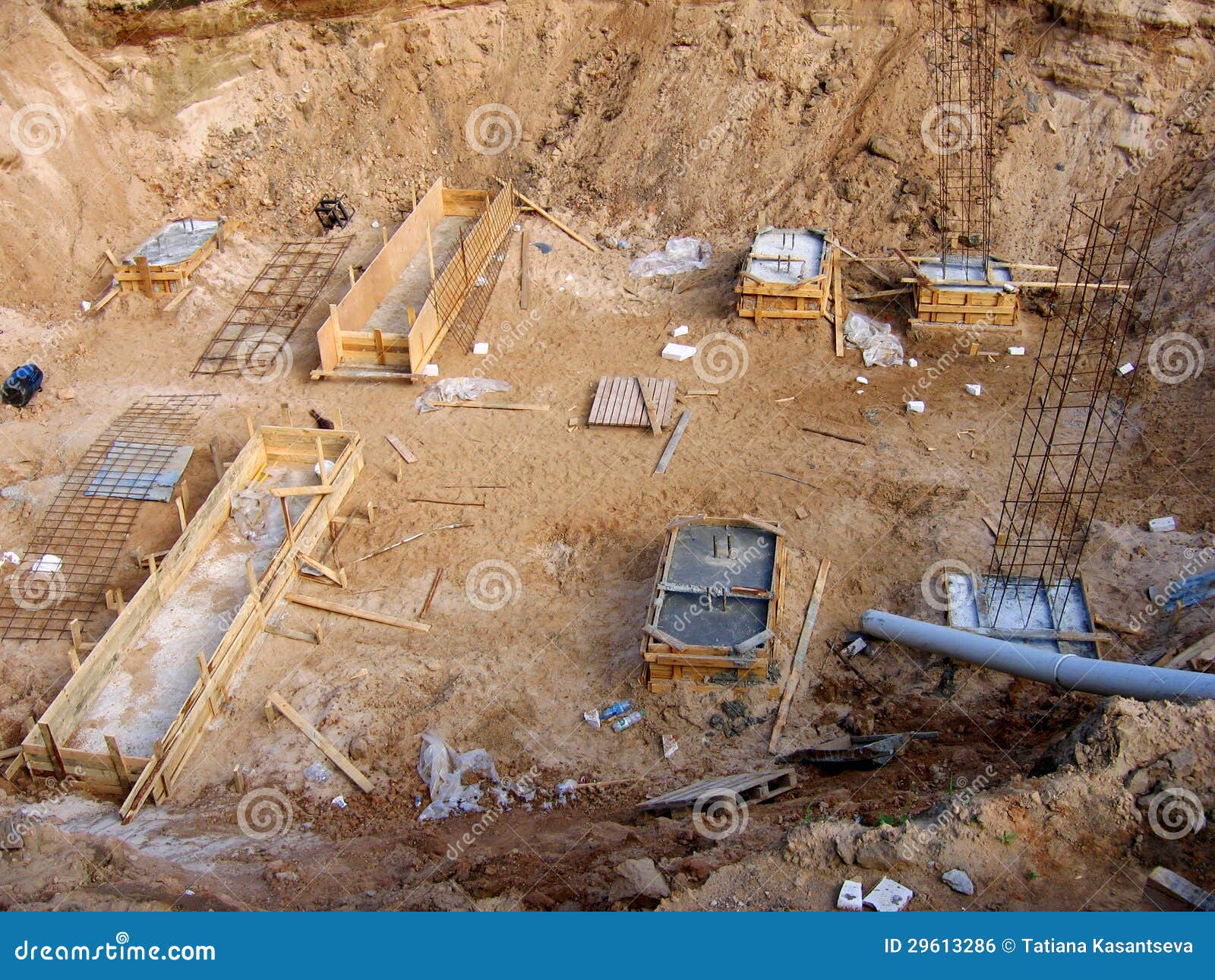 Large Pit and Foundation with Reinforcement Stock Photo - Image of ...