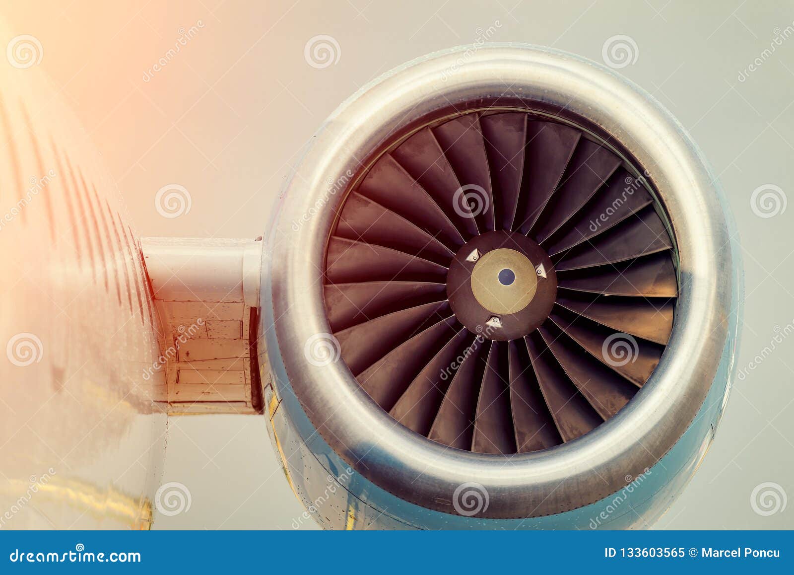 Large Plane Engine Turbine Blades Stock Image - Image of commercial ...