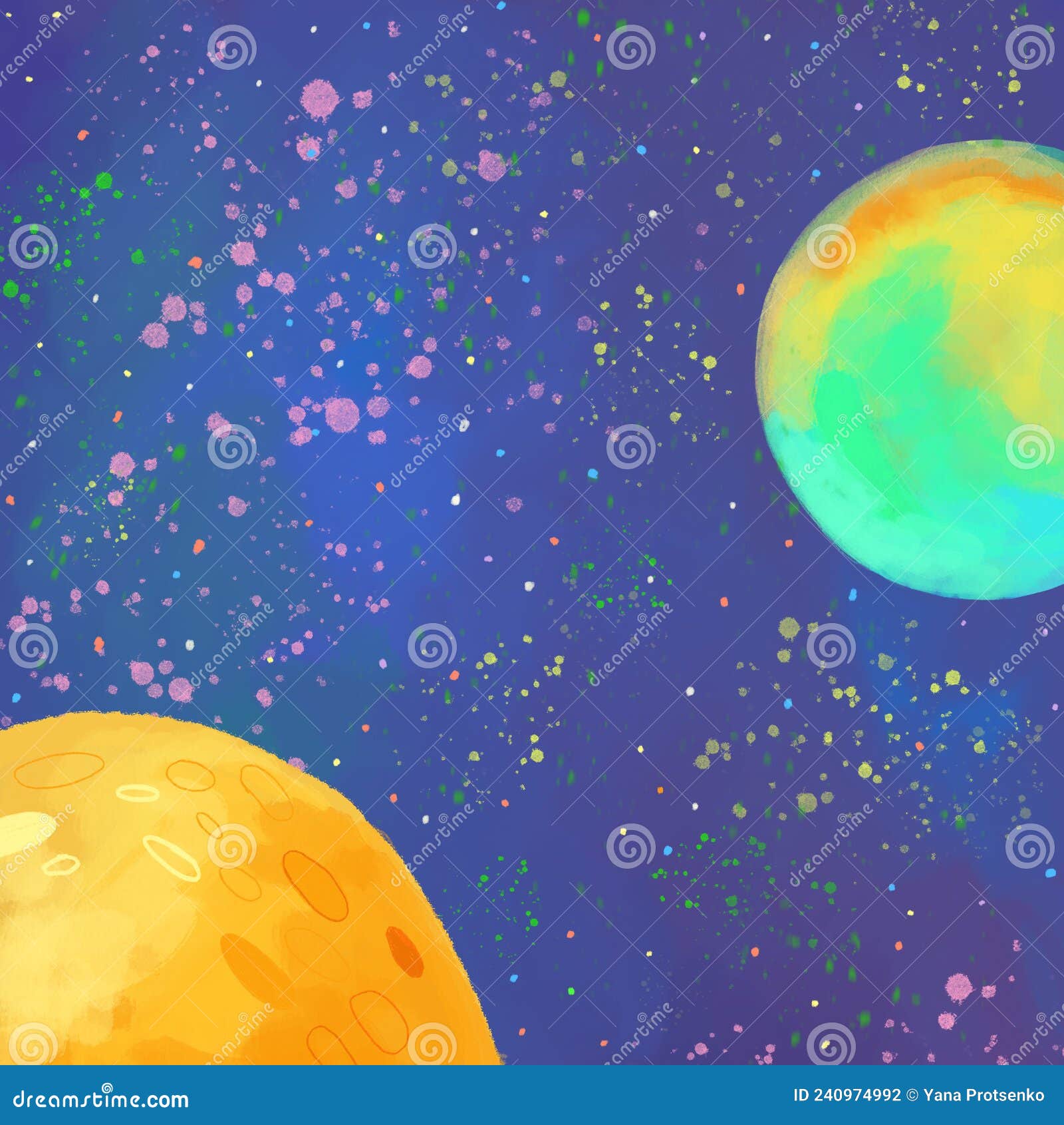 Large Planet Cosmic Illustration, Universe. Stock Illustration ...