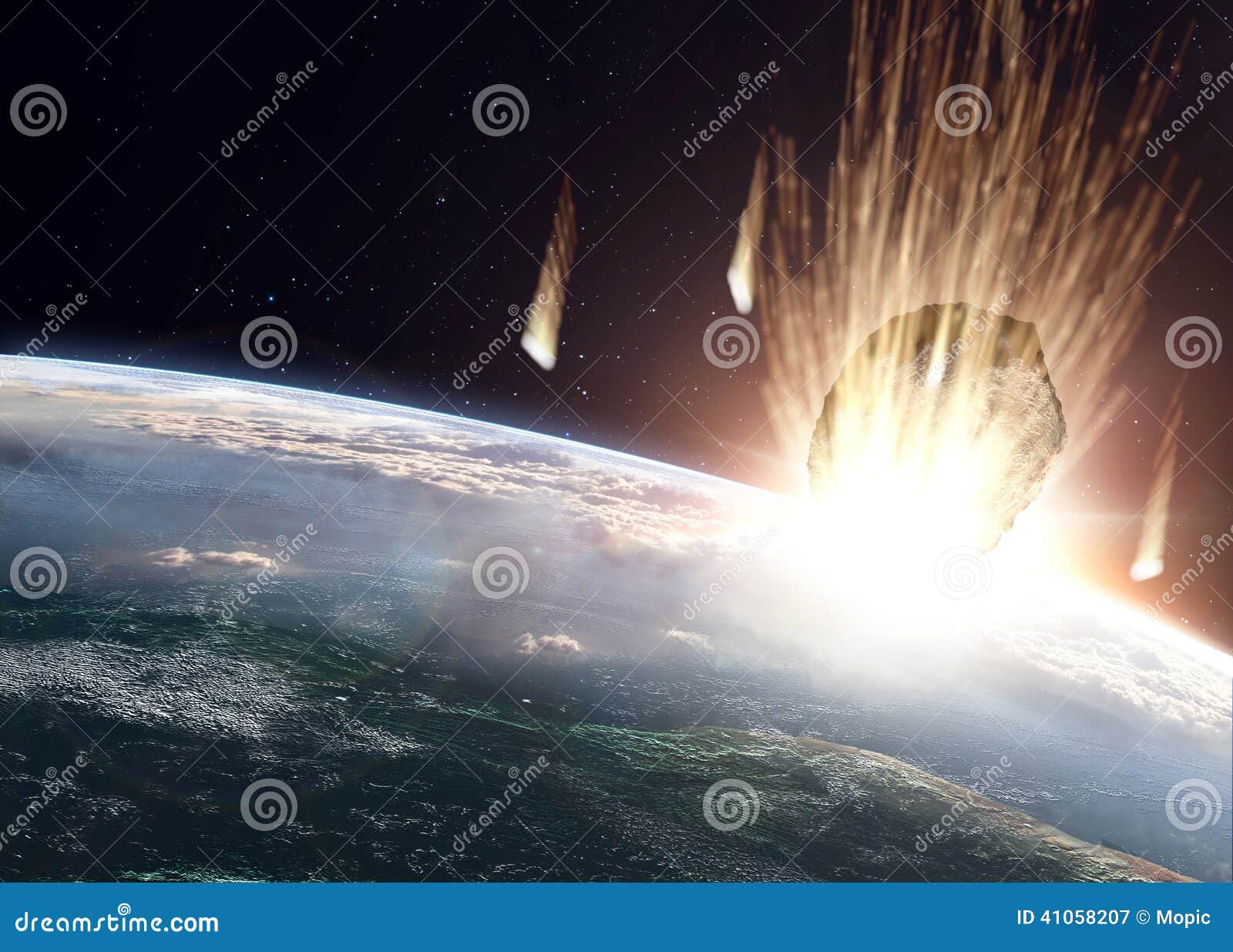 Large Planetoid Hitting Earth Stock Illustration - Illustration of ...
