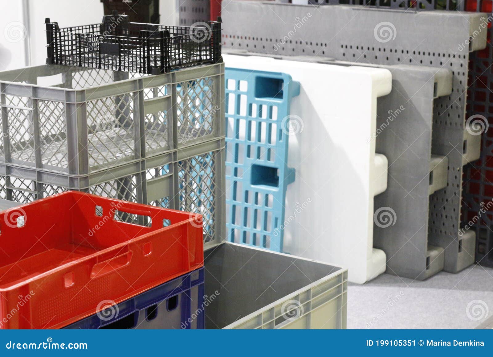 Large Plastic Boxes. Industrial Size Plastic Containers Stock Image ...