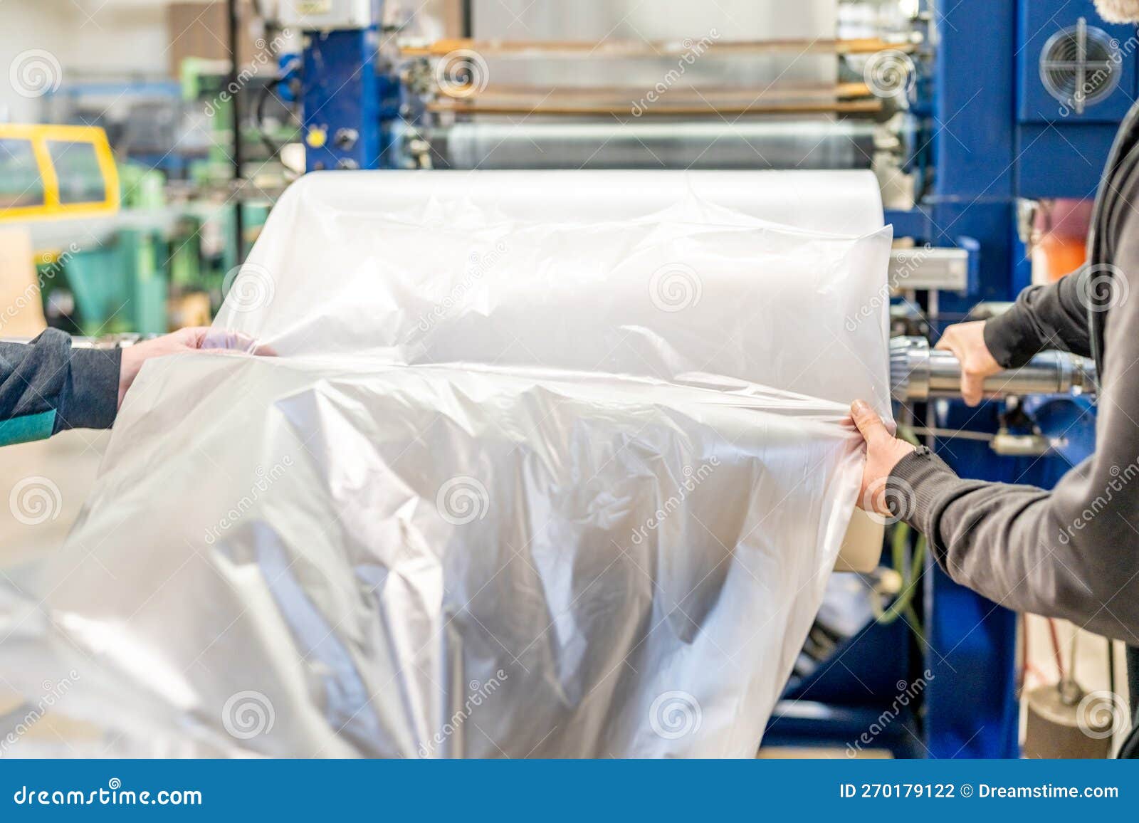 Large Plastic Roll in the Factory for the Production of Plastic ...