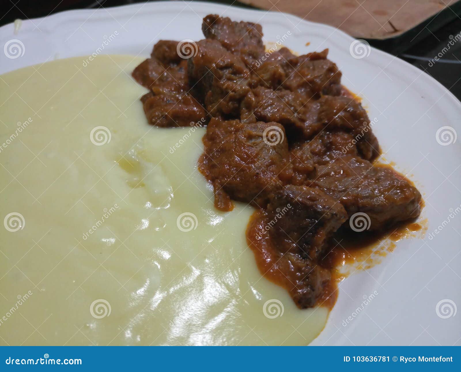 Smooth Potato Puree with Beef Stew Stock Image - Image of smooth, puree ...