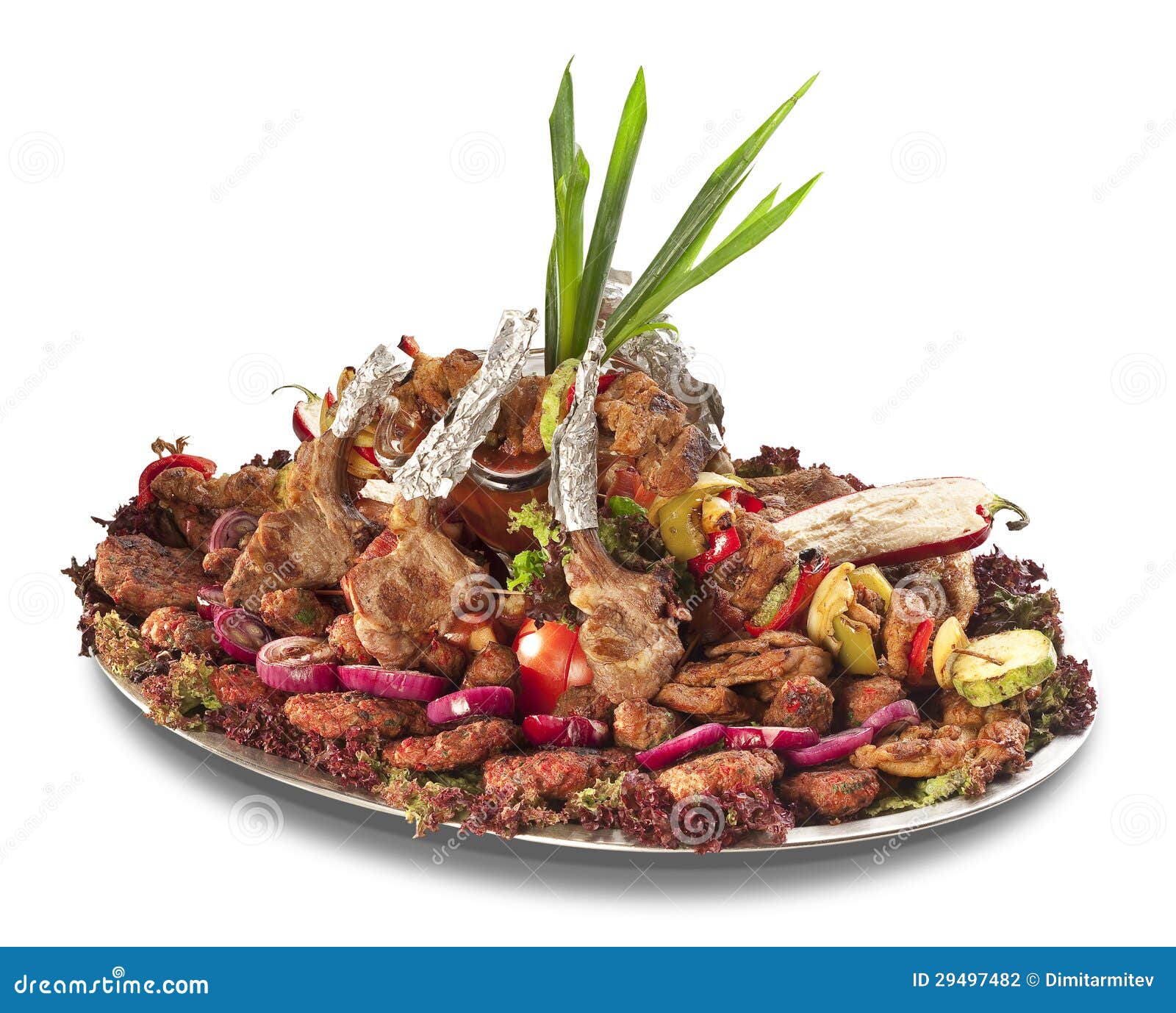 A Large Platter with Plenty of Meat and Vegetables Stock Photo - Image ...