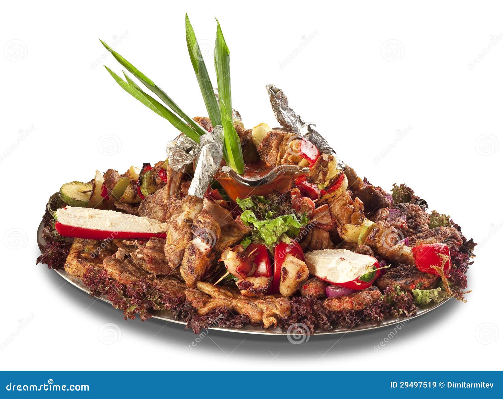 A Large Platter with Plenty of Meat and Vegetables Stock Image - Image ...