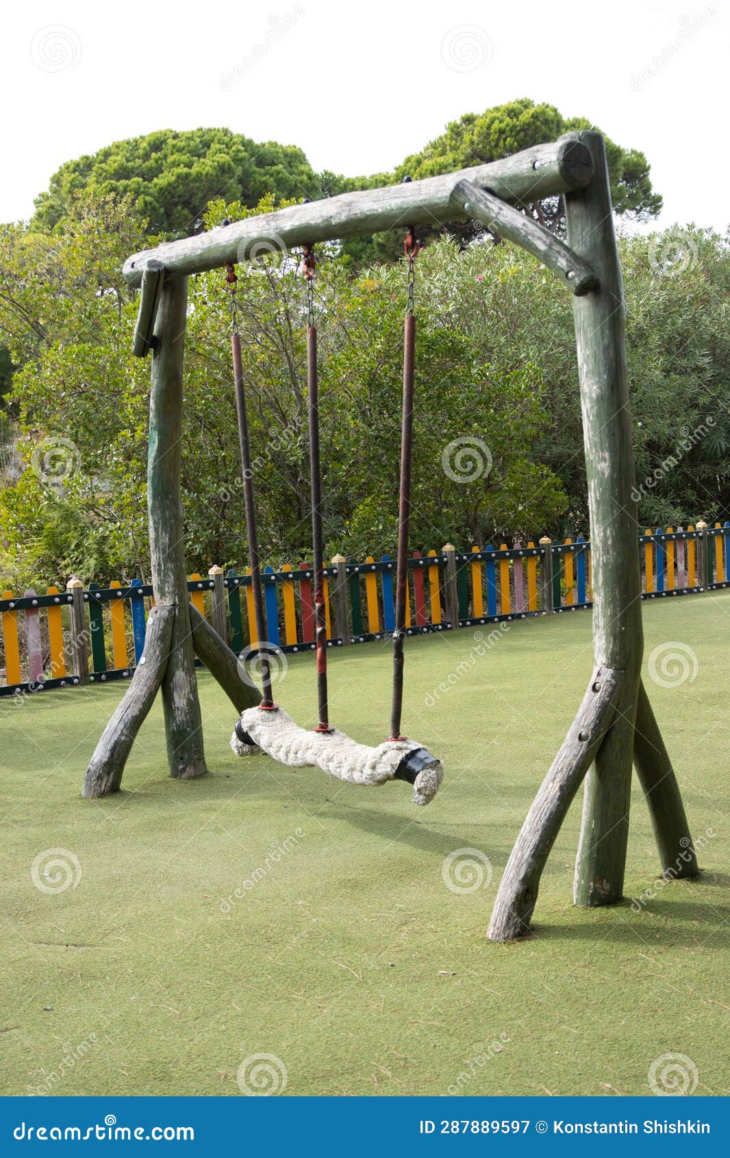 Large Playground Swings Made from Solid Tree Trunks Stock Image - Image ...