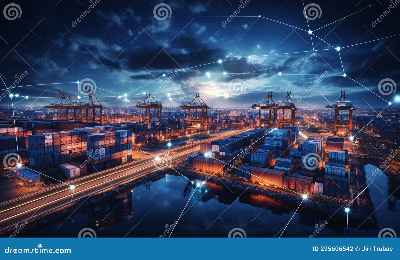 A Large Port with Container Cargo Distribution, Smart Logistics and the ...