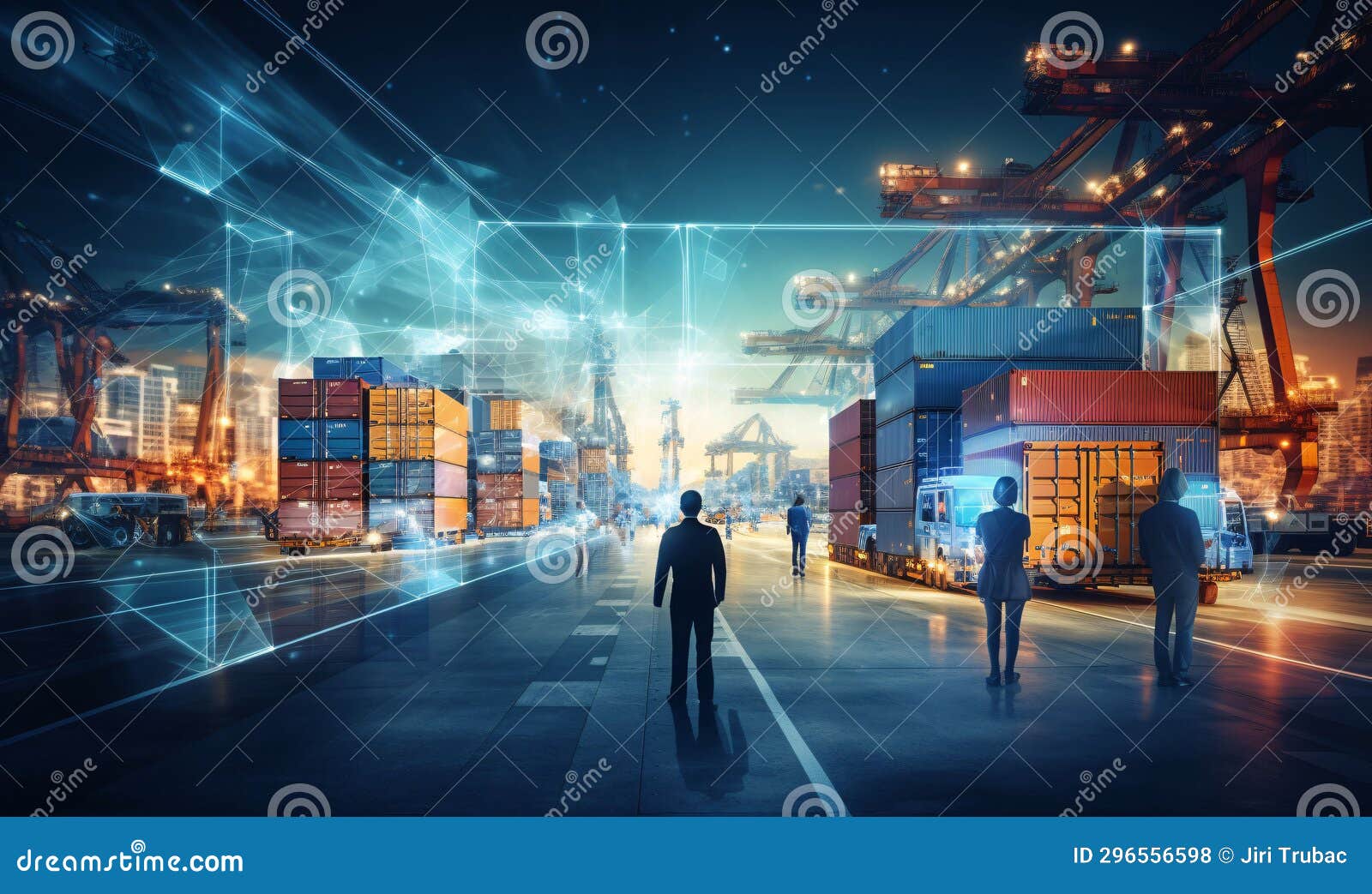 A Large Port with Container Cargo Distribution, Smart Logistics and the ...