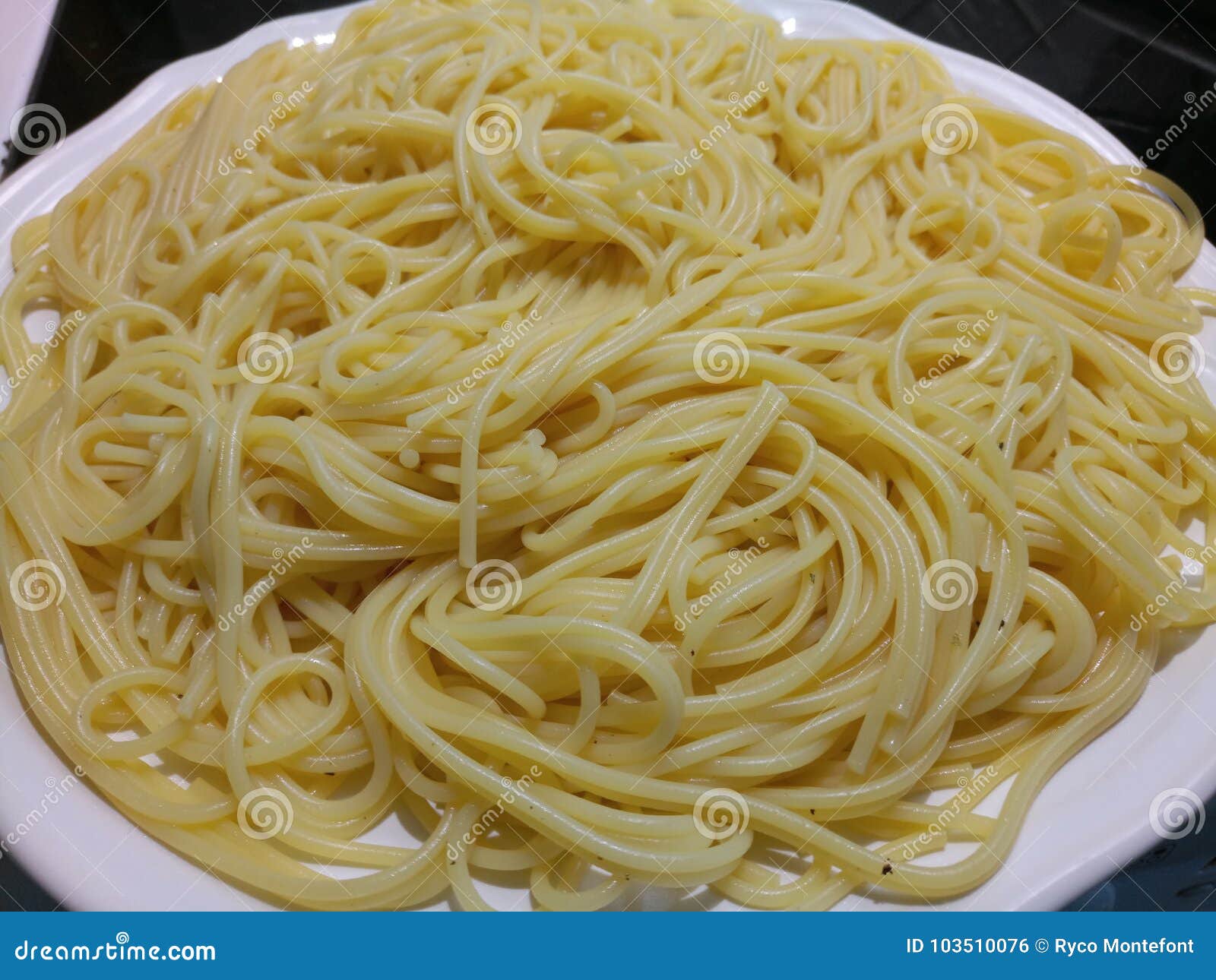 Tangled Cooked Spaghetti on a White Plate Stock Photo - Image of cooked ...
