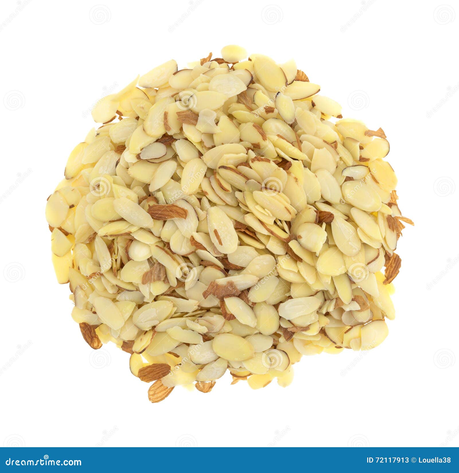 Large Portion of Sliced Almonds on a White Background Stock Image ...