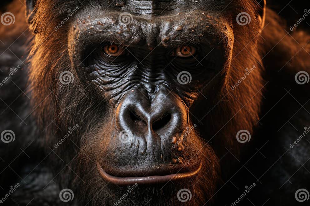 Large Portrait of a Gorilla S Face Stock Illustration - Illustration of ...