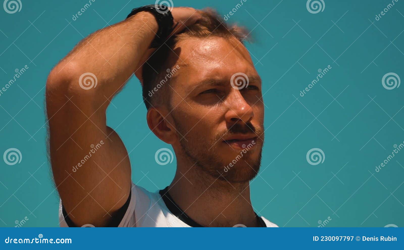 Large Portrait of a Young Guy Fixing His Hair Stock Video - Video of ...