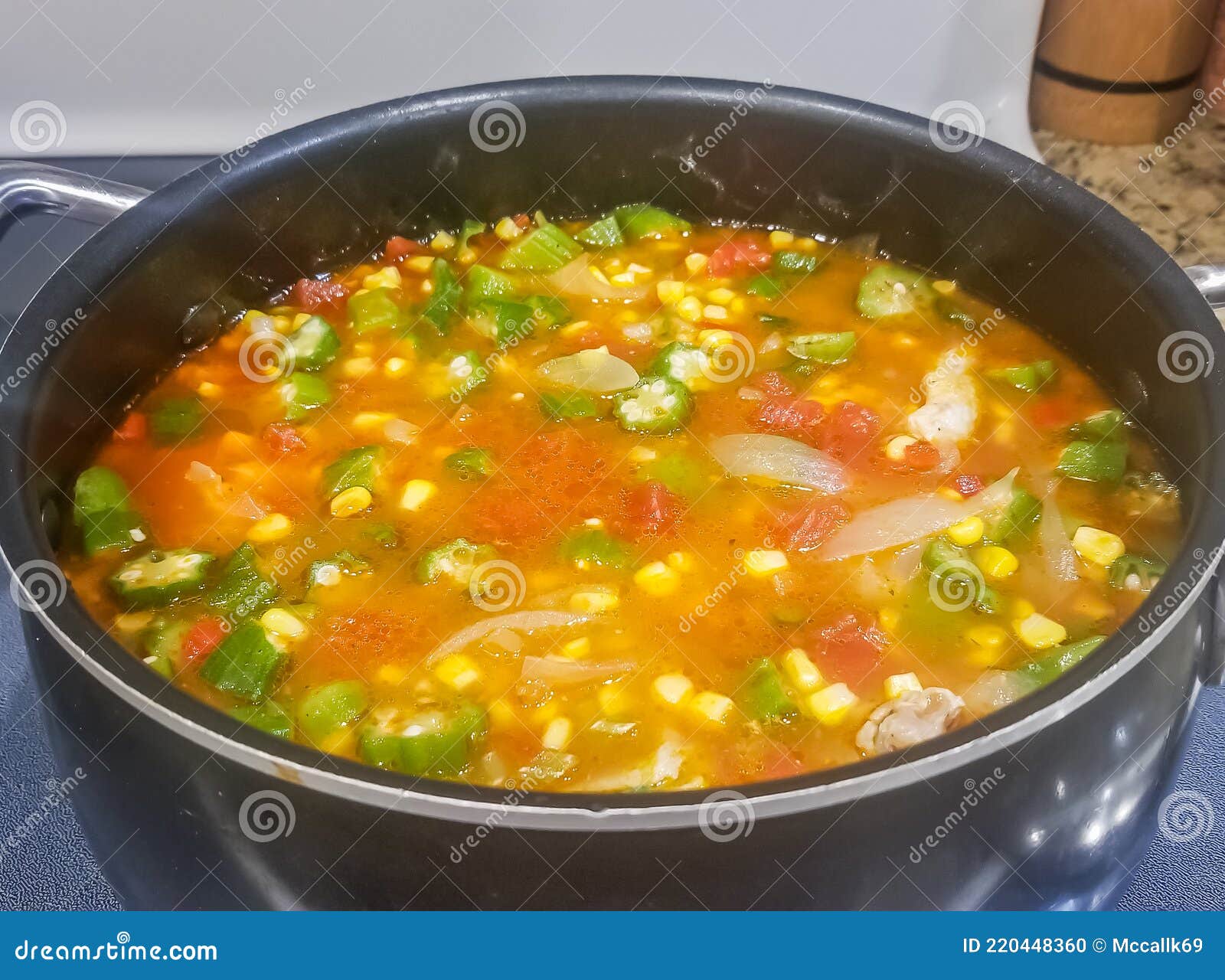 Large Pot of Vegetable or Gumbo Soup Stock Photo - Image of pepper ...