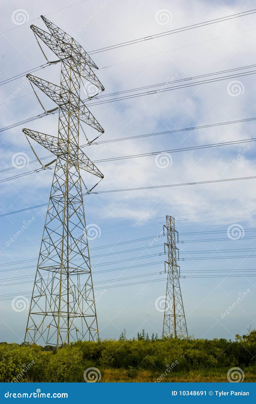 Large power line stock image. Image of danger, meadow - 10348691