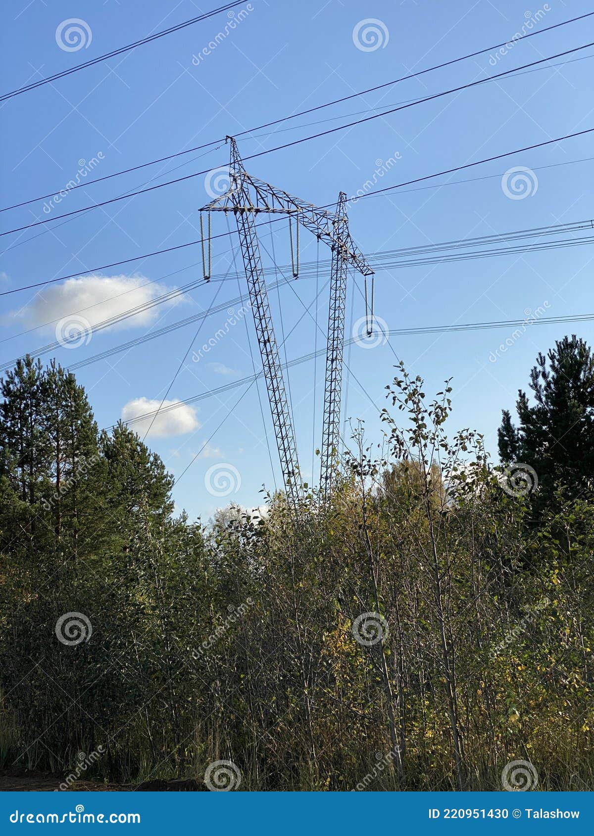 Large Power Line Support for High Voltage Electrical Wires Stock Photo ...