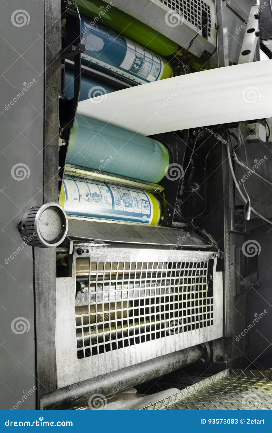 Large Print Offset Machine Rollers and Roll of Paper Stock Image ...