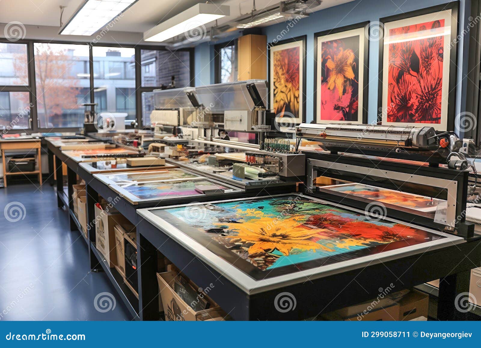 Large Printers in a Factory. Printing Industry Machines Stock ...