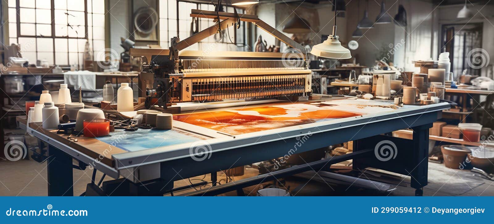 Large Printers in a Factory. Printing Industry Machines. Plotter for ...