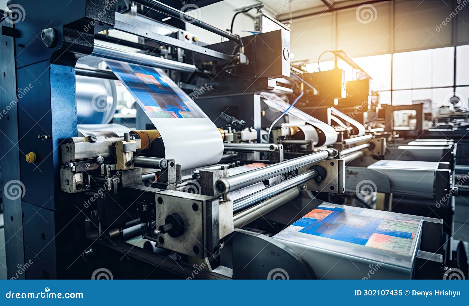 Large Printing Machine in Spacious Industrial Room Stock Illustration ...