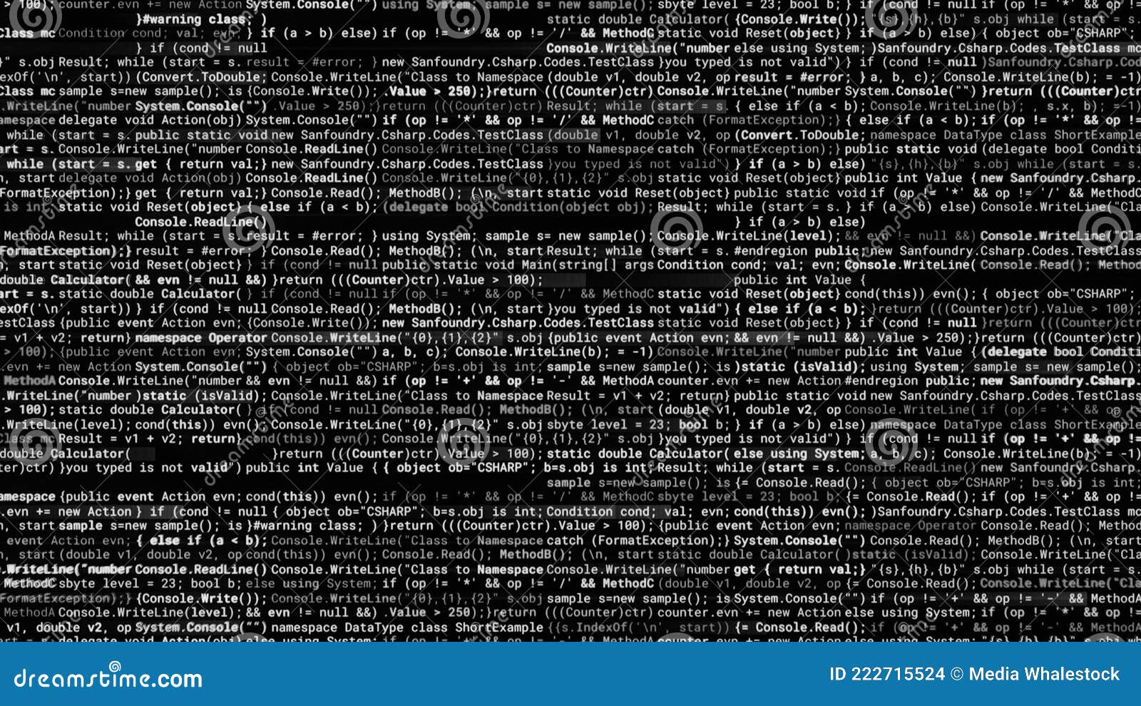 Large Program Text on Black Background. Animation. Real Program Text ...