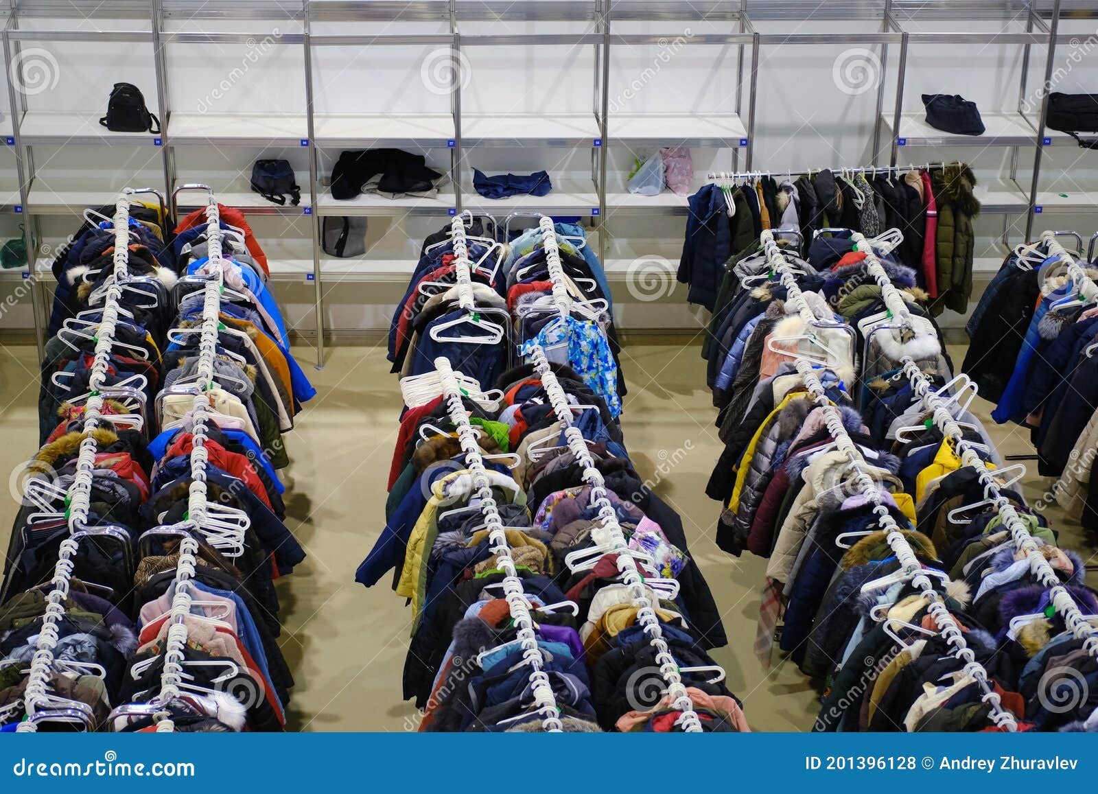 Large Public Locker Room with Clothes at an Event Stock Photo - Image ...