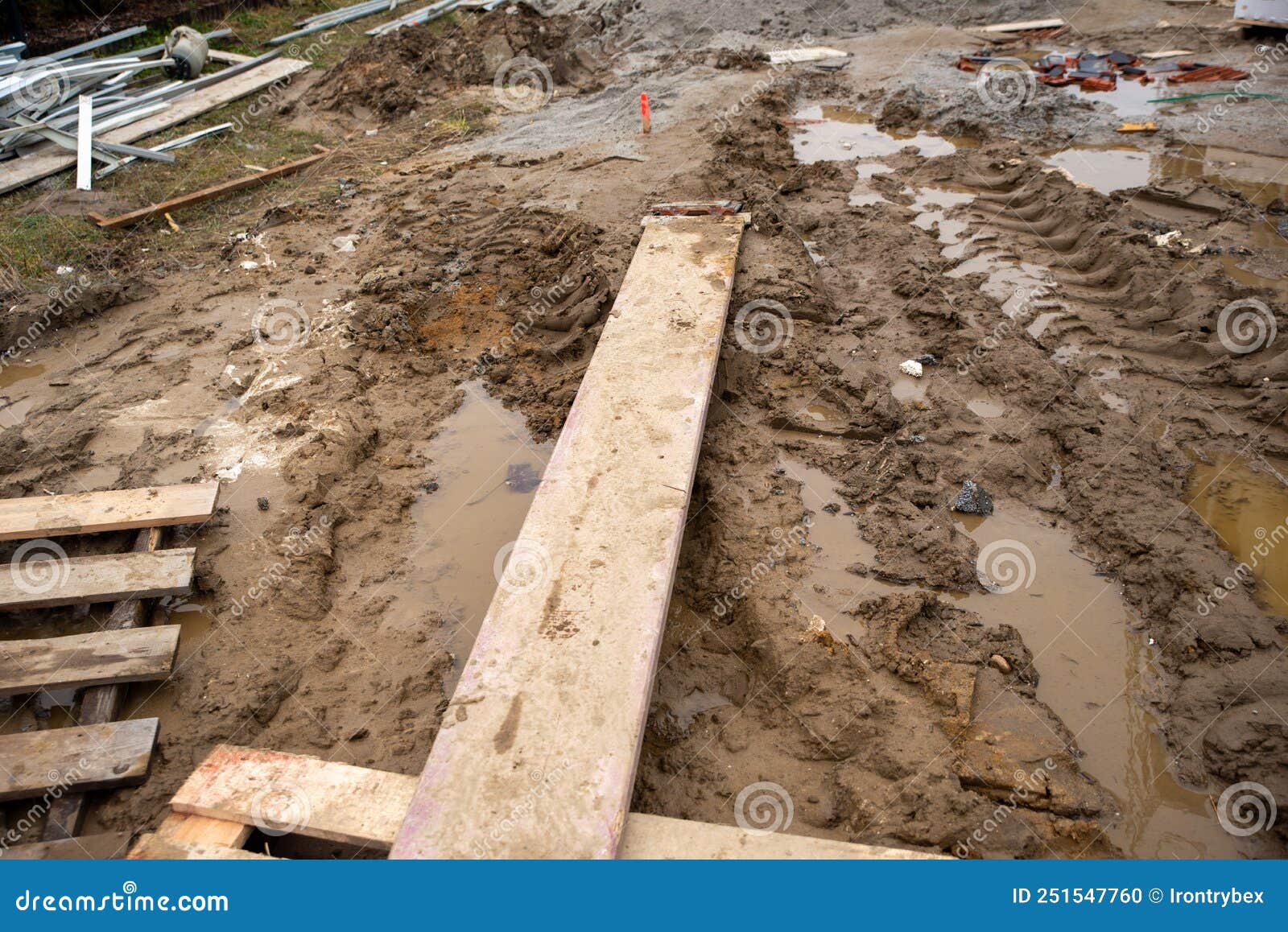 A Large Puddle after Rain at the Construction Site Stock Photo - Image ...