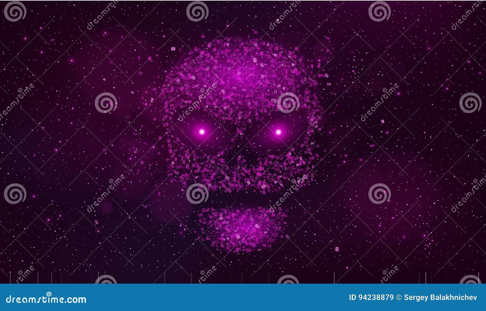 A Large Purple Skull Made of Binary Code Symbols in Outer Space ...