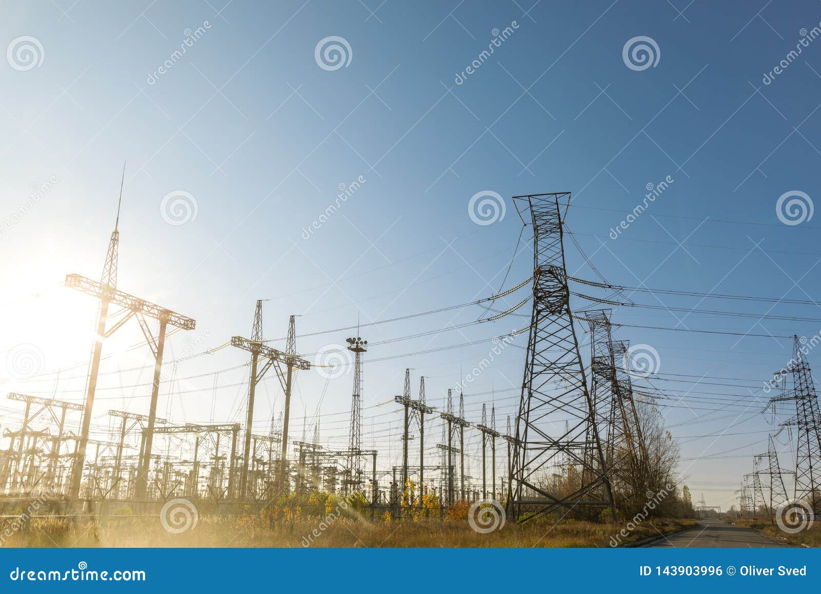 Large Pylons at Power Distributing Station Stock Photo - Image of grid ...