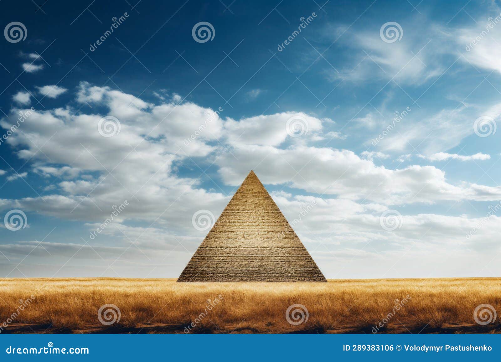 Large Pyramid in Field with Sky Background and Clouds. Generative AI ...