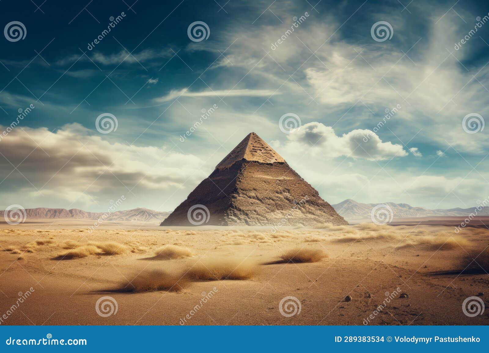 Large Pyramid in the Middle of Desert with Sky Background. Generative ...