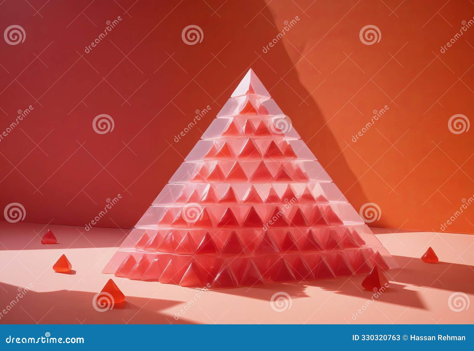 A Large Pyramid-shaped Stack of Various Pink and Red Gummy Candies ...