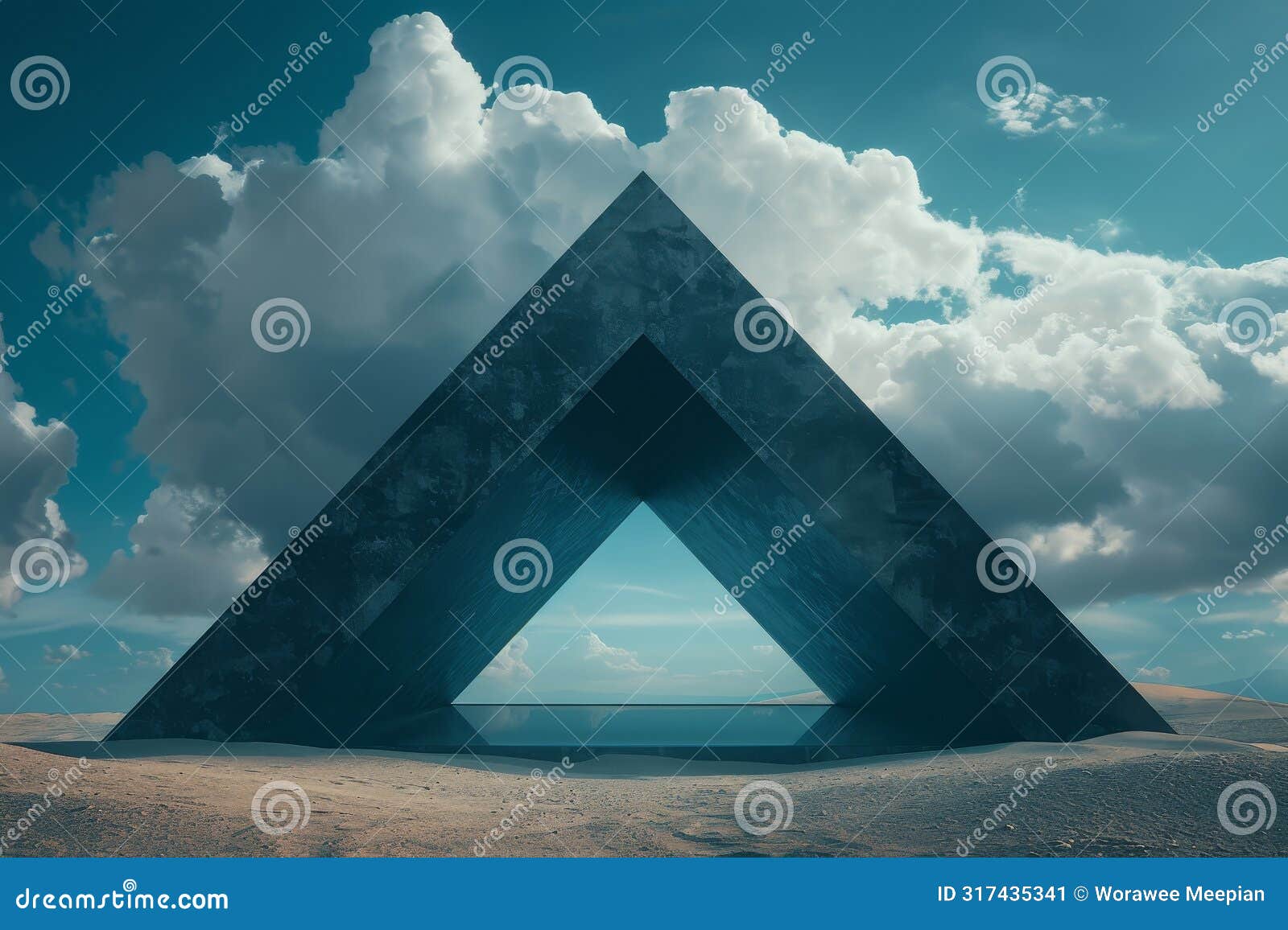 A Large Pyramid with a Triangular Entrance is Surrounded by a Cloudy ...