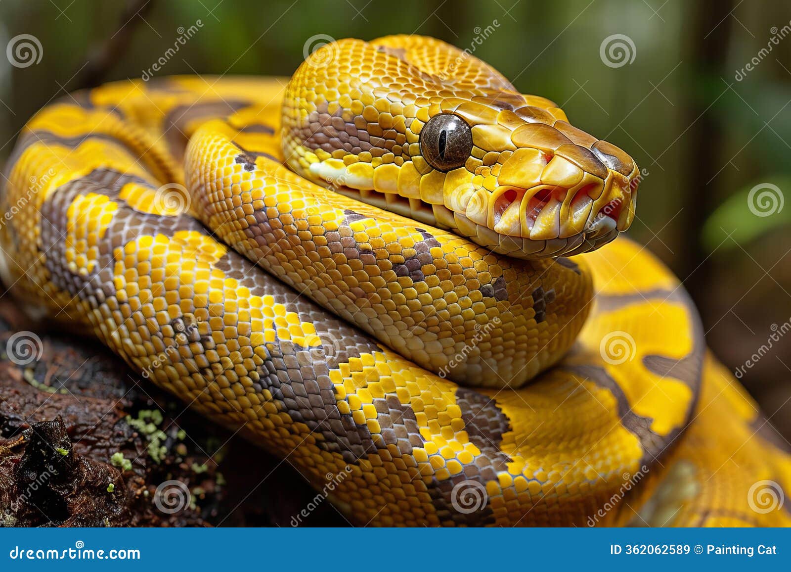 Large Python Snakes Wrapping Around Ancient Tree Trunks In The Wild Natural Habitat Royalty-Free ...
