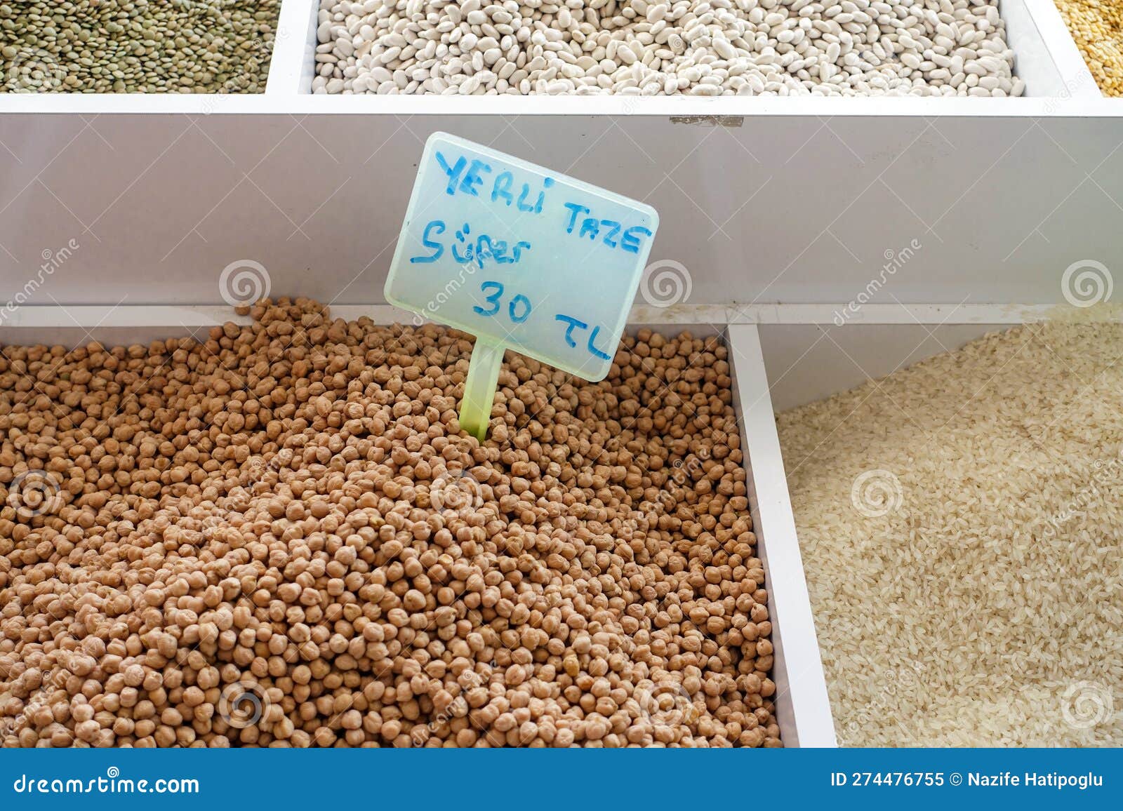 Large Quantities of Chickpeas and Price Tags for Sale in the Grain ...