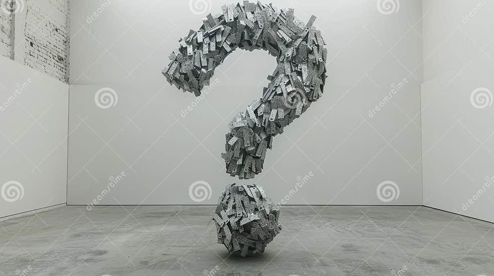 A Large Question Mark Sculpture in an Empty Gallery Space. Stock Photo ...